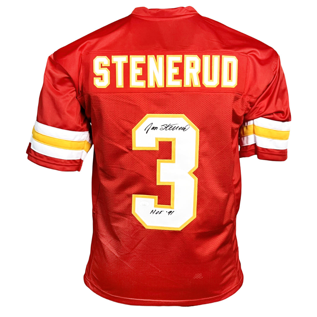 Jan Stenerud Signed HOF 91 Inscription Kansas City Red Football Jersey ...