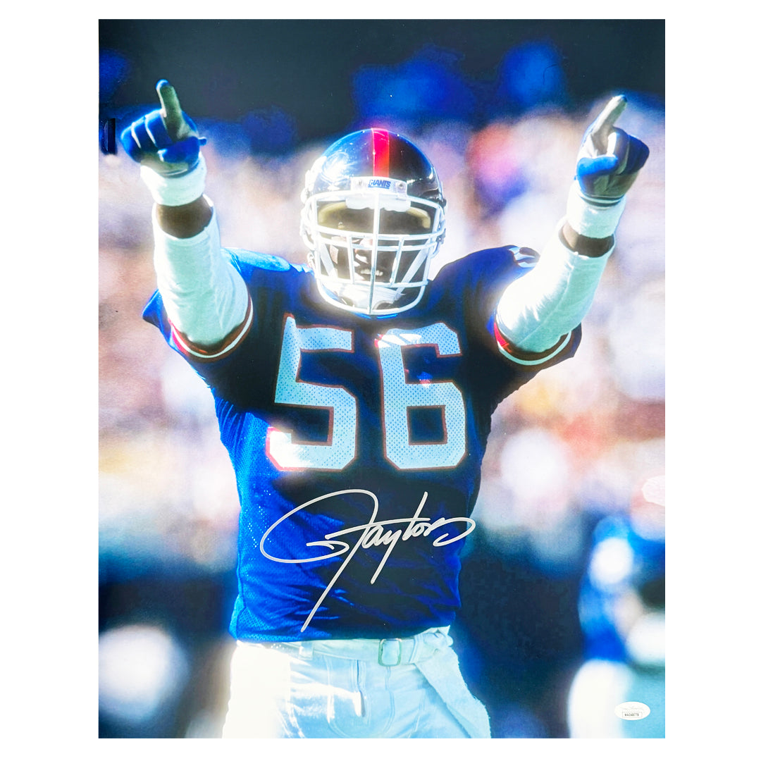 Lawrence Taylor Signed New York Pose 1 Football 16x20 Photo (JSA) — RSA