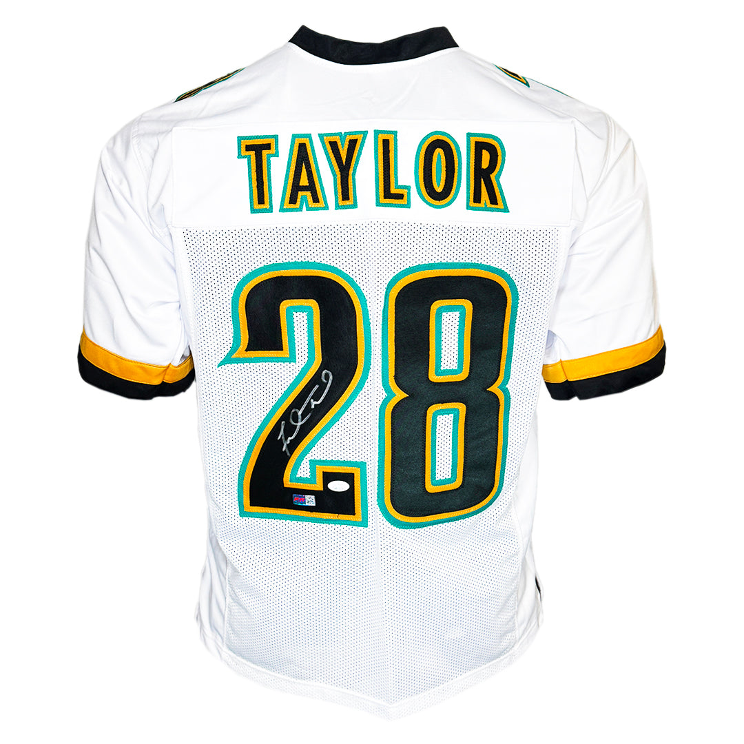 Fred Taylor Signed Jacksonville White Throwback Football Jersey (JSA) — RSA