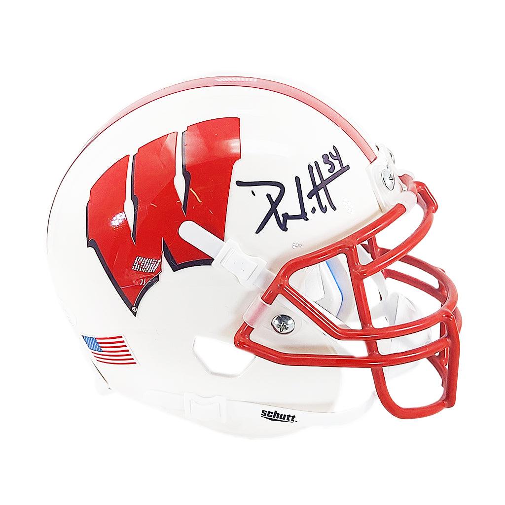 Derek Watt Signed Wisconsin Badgers White Mini Schutt Football Helmet — RSA