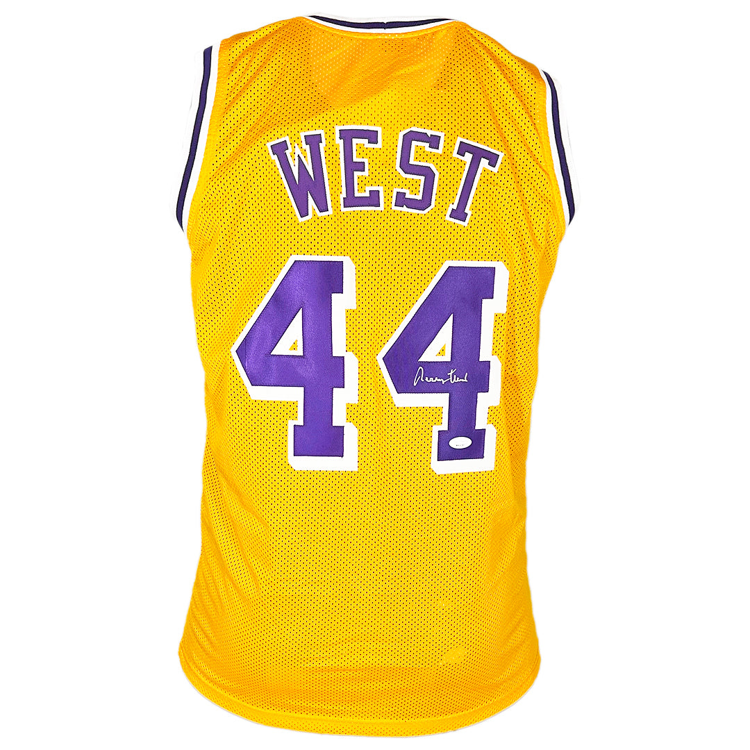 Jerry West Signed Los Angeles Yellow Throwback Basketball Jersey (JSA ...