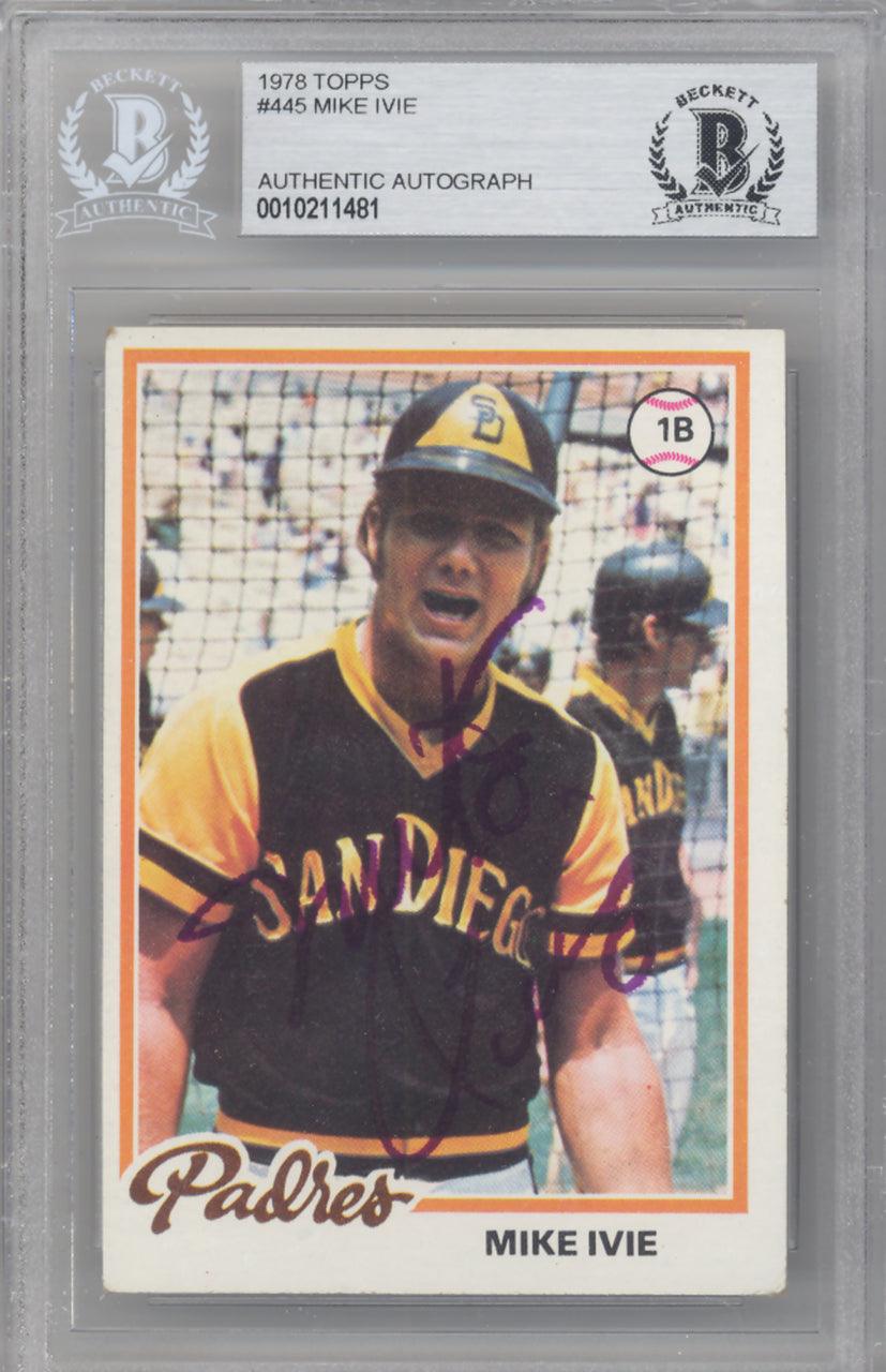 Mike Ivie Autographed 1978 Topps Card #445 San Diego Padres Beckett BA ...