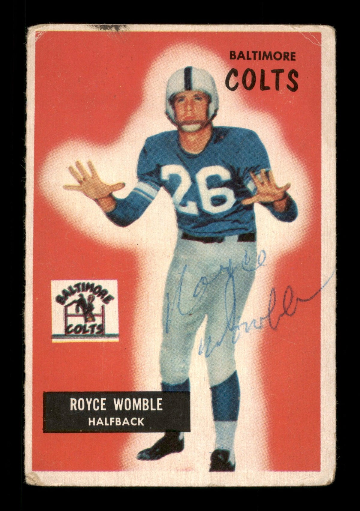 Royce Womble Autographed 1955 Bowman Card #118 Baltimore Colts SKU #19 ...