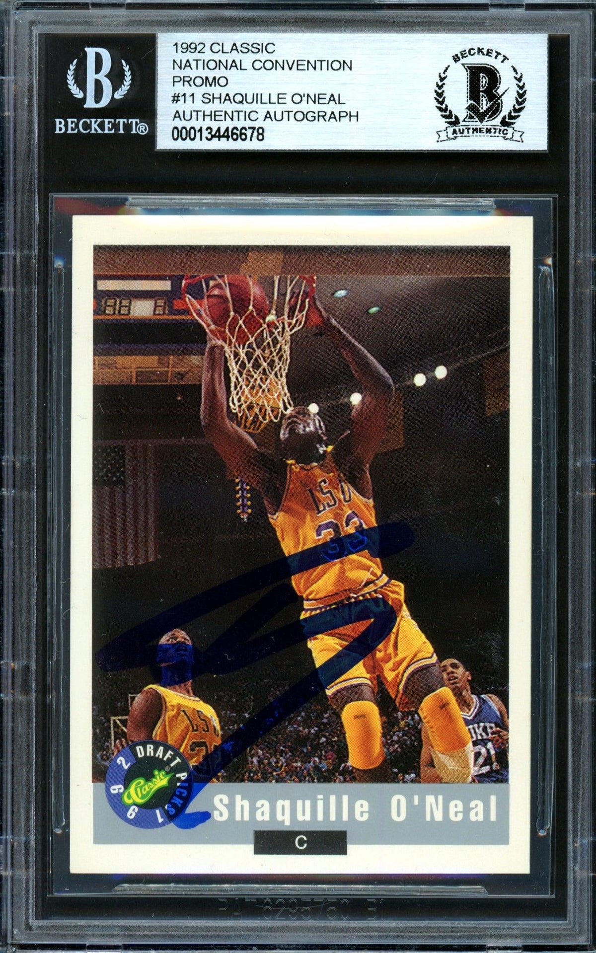 Shaquille Shaq O'Neal Autographed 1992-93 Classic National Convention — RSA