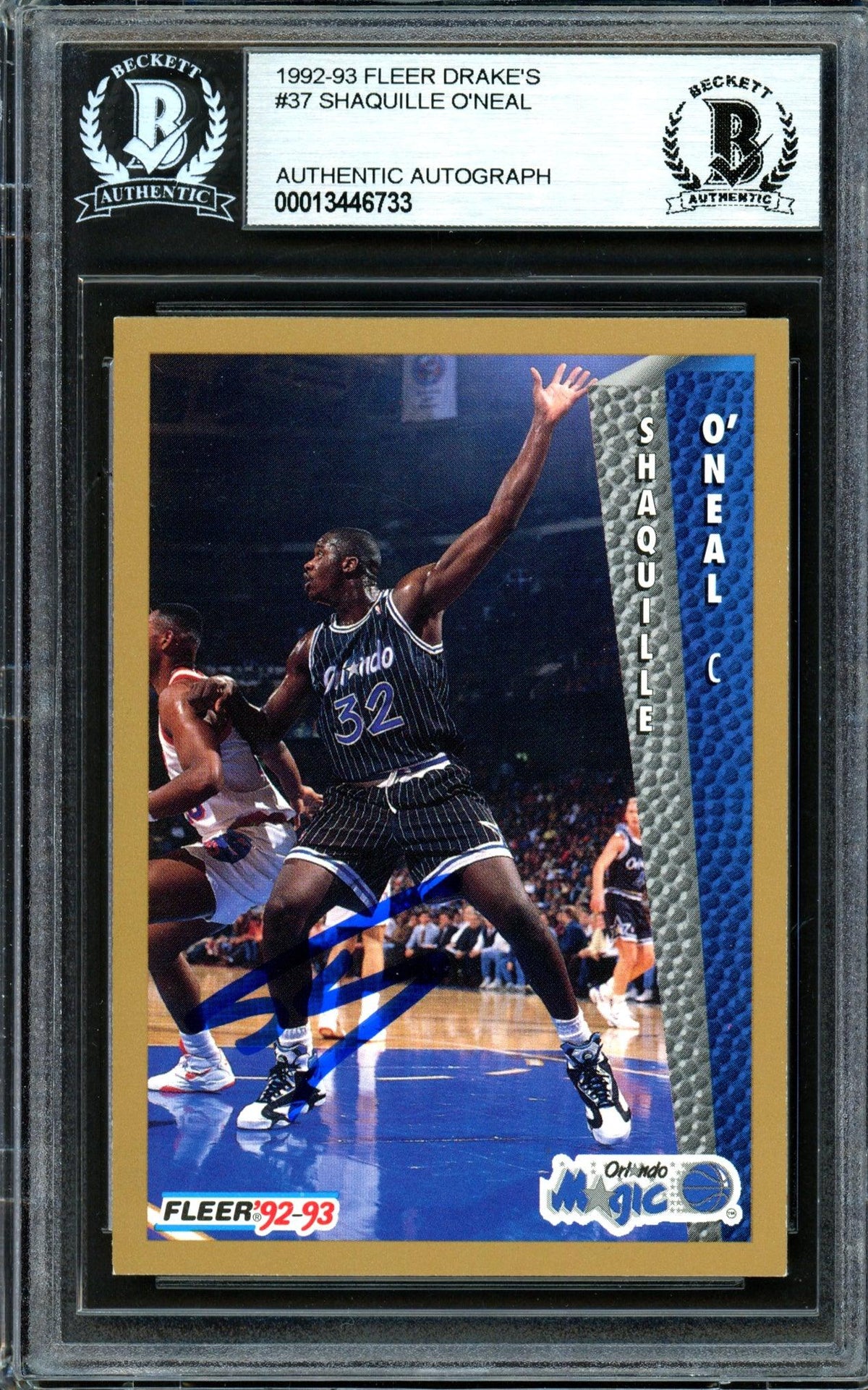 Shaquille Shaq O'Neal Autographed 1992-93 Fleer Drake's Rookie Card #3 ...