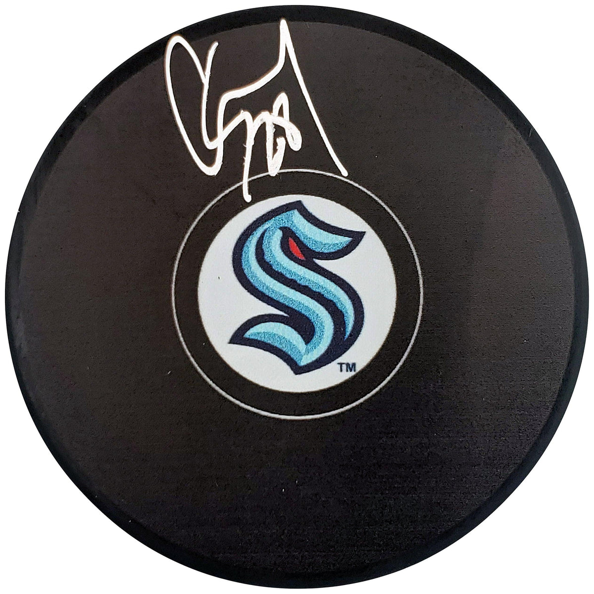 Carson Soucy Autographed Official Seattle Kraken Logo Hockey Puck Fana ...