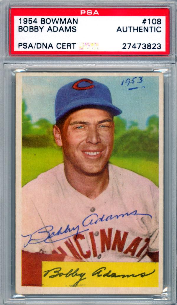 Bobby Adams Autographed 1954 Bowman Card #108 Cincinnati Reds PSA/DNA — RSA