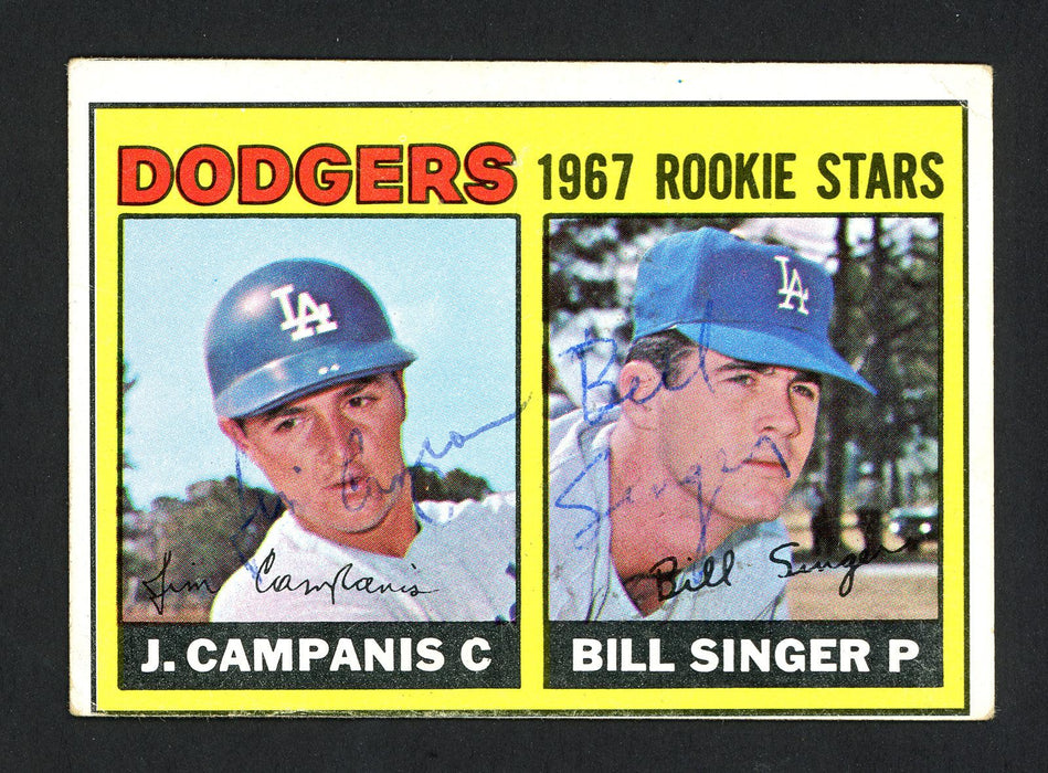 Jim Campanis & Bill Singer Autographed 1967 Topps Rookie Card #12 Los — RSA