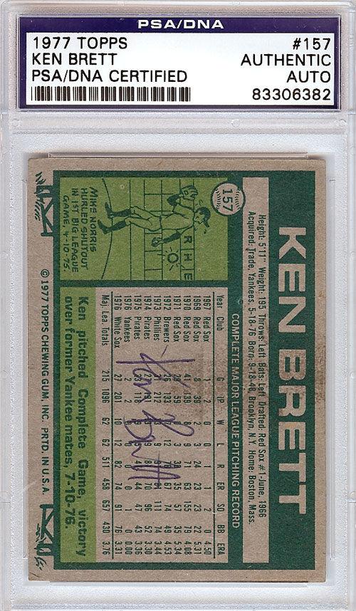 Ken Brett Autographed 1977 Topps Card #157 PSA/DNA #83306382 — RSA
