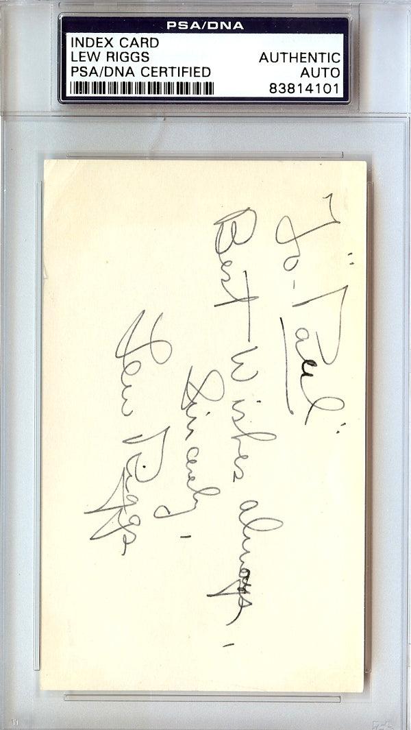 Lew Riggs Autographed 3x5 Index Card Los Angeles Dodgers, Cincinnati R ...