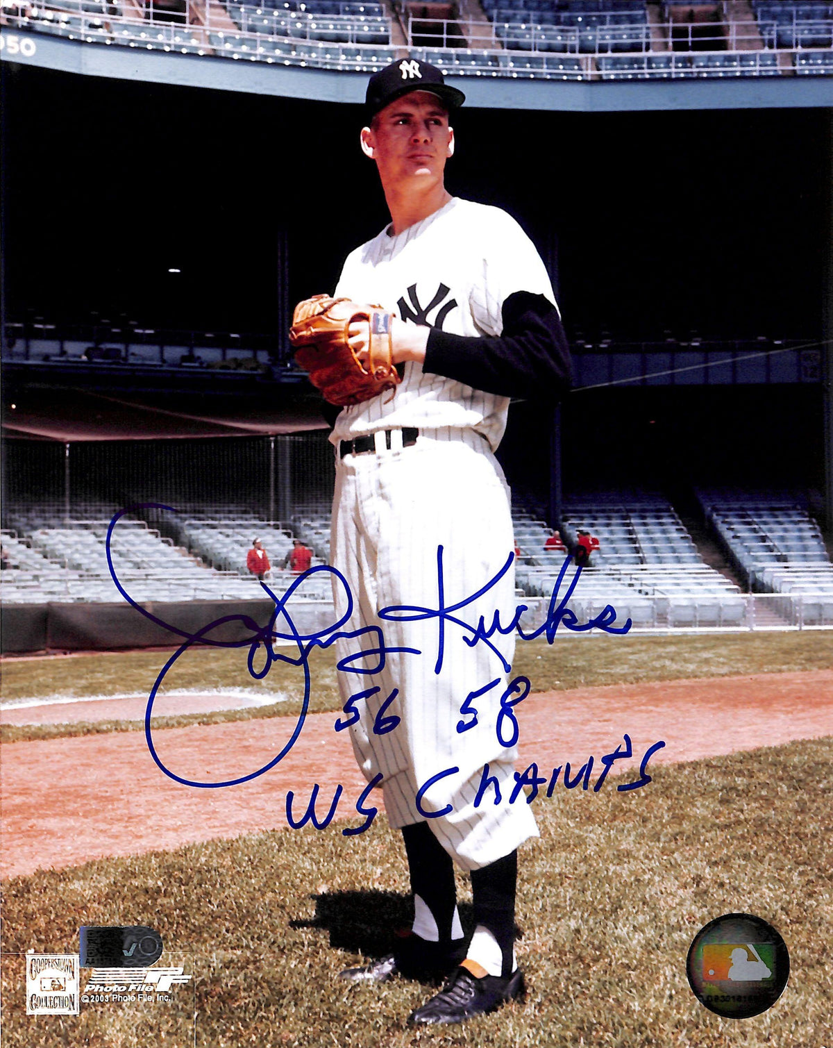 Johnny Kucks Signed And Inscribed 56, 58 WS Champs 8x10 Photo (AIV) — RSA