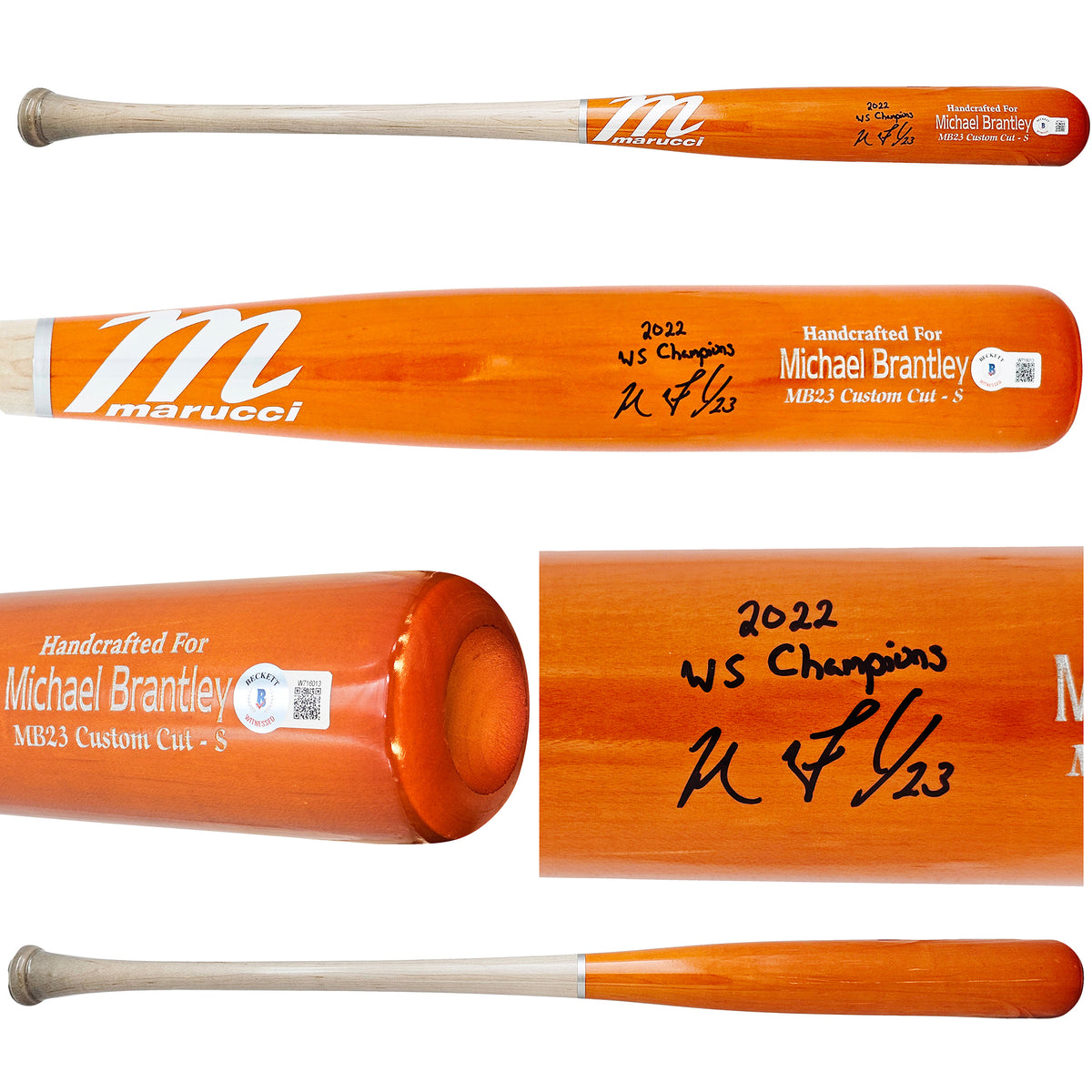 Michael Brantley Autographed Orange Marucci Player Model Bat Houston A ...