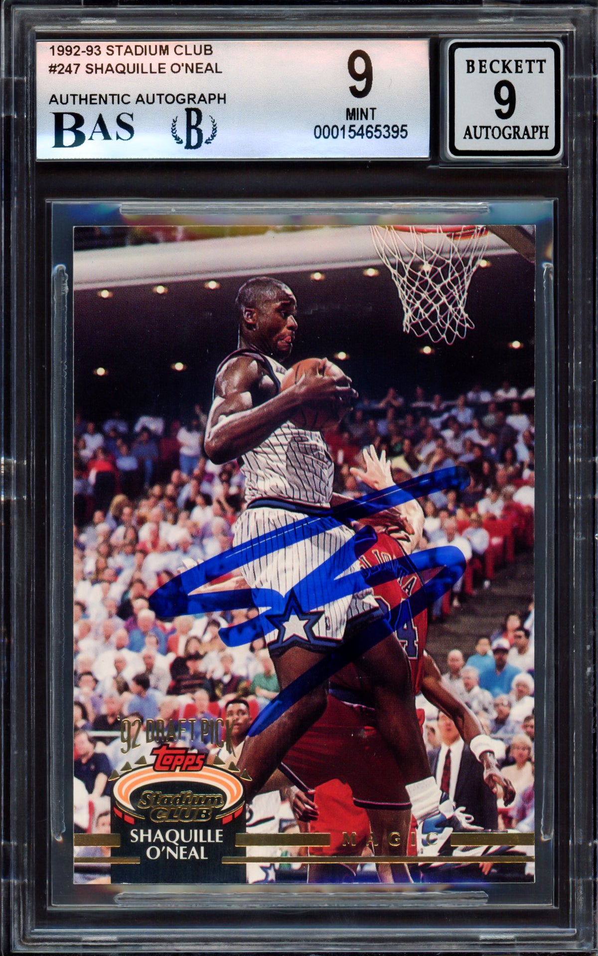 Shaquille "Shaq" O'Neal Autographed 1992 Stadium Club Rookie Card #247 ...