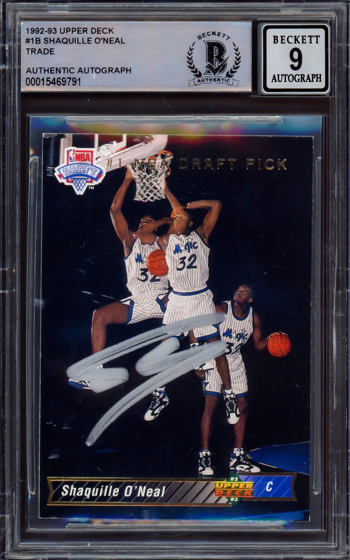 Shaquille "Shaq" O'Neal Autographed 1992 Upper Deck Rookie Card #1B Or ...