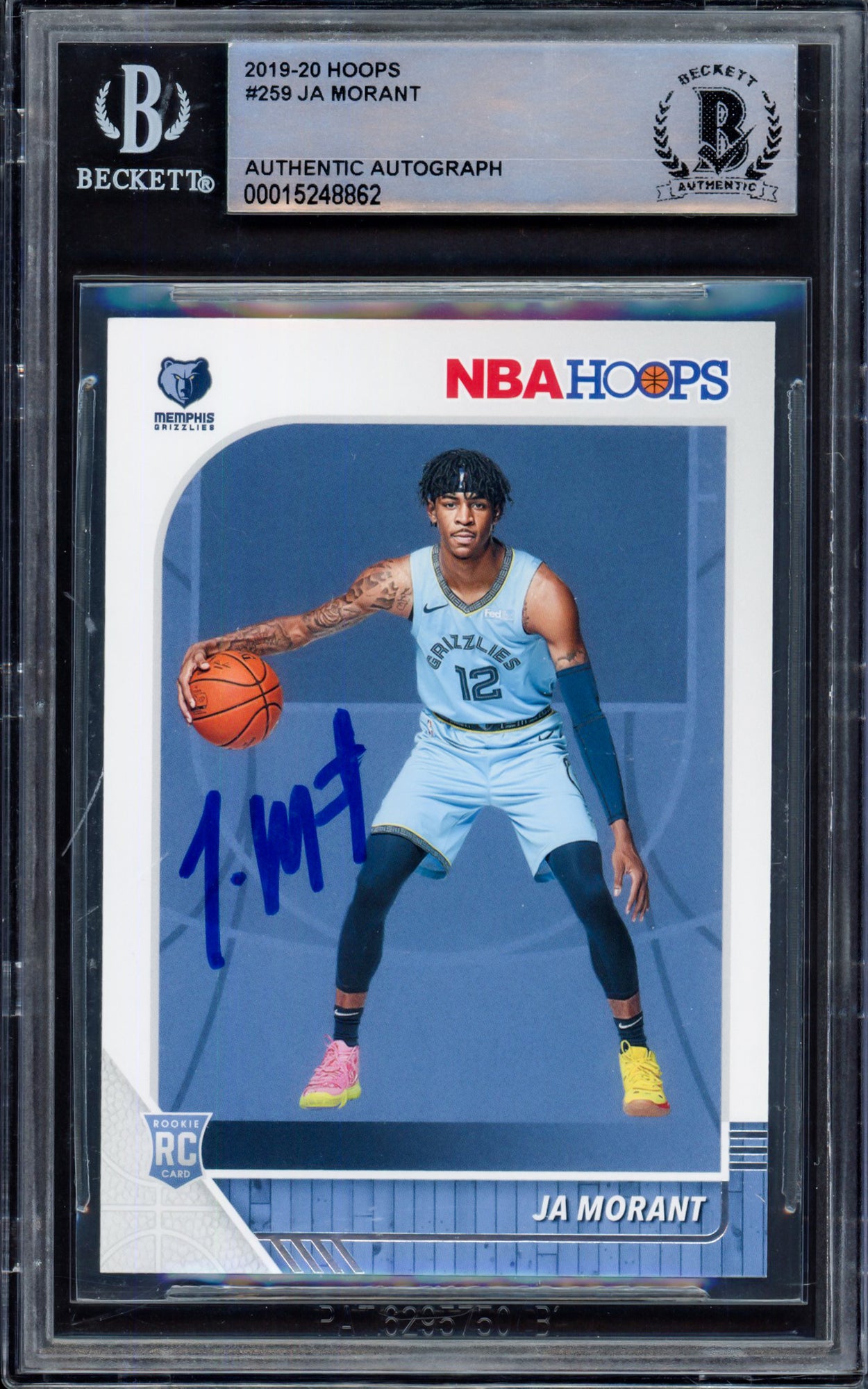 Ja Morant Autographed 2019-20 Hoops Rookie Card #259 Memphis Grizzlies ...
