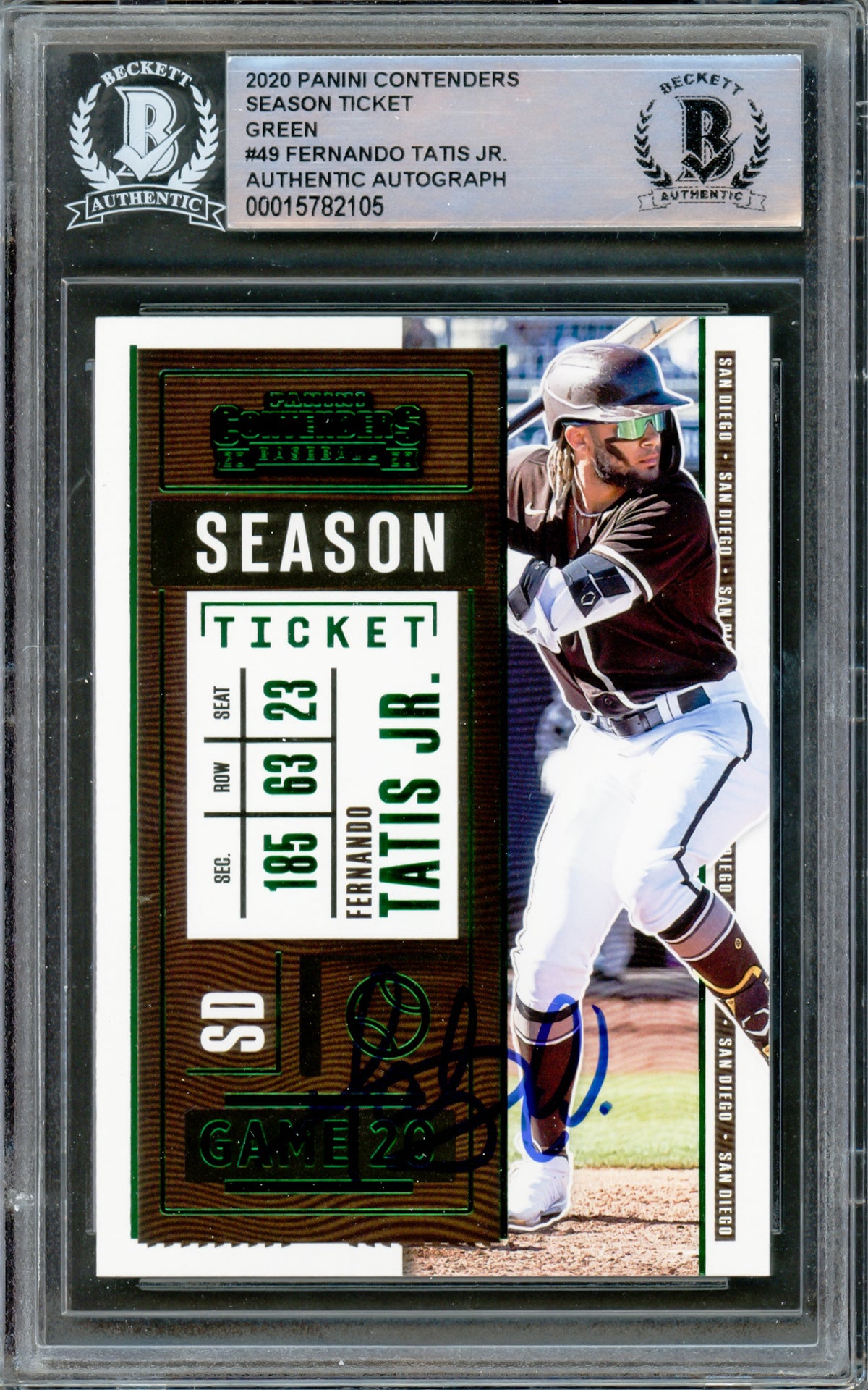 Fernando Tatis Jr. Autographed 2020 Panini Contenders Green Card #49 S ...