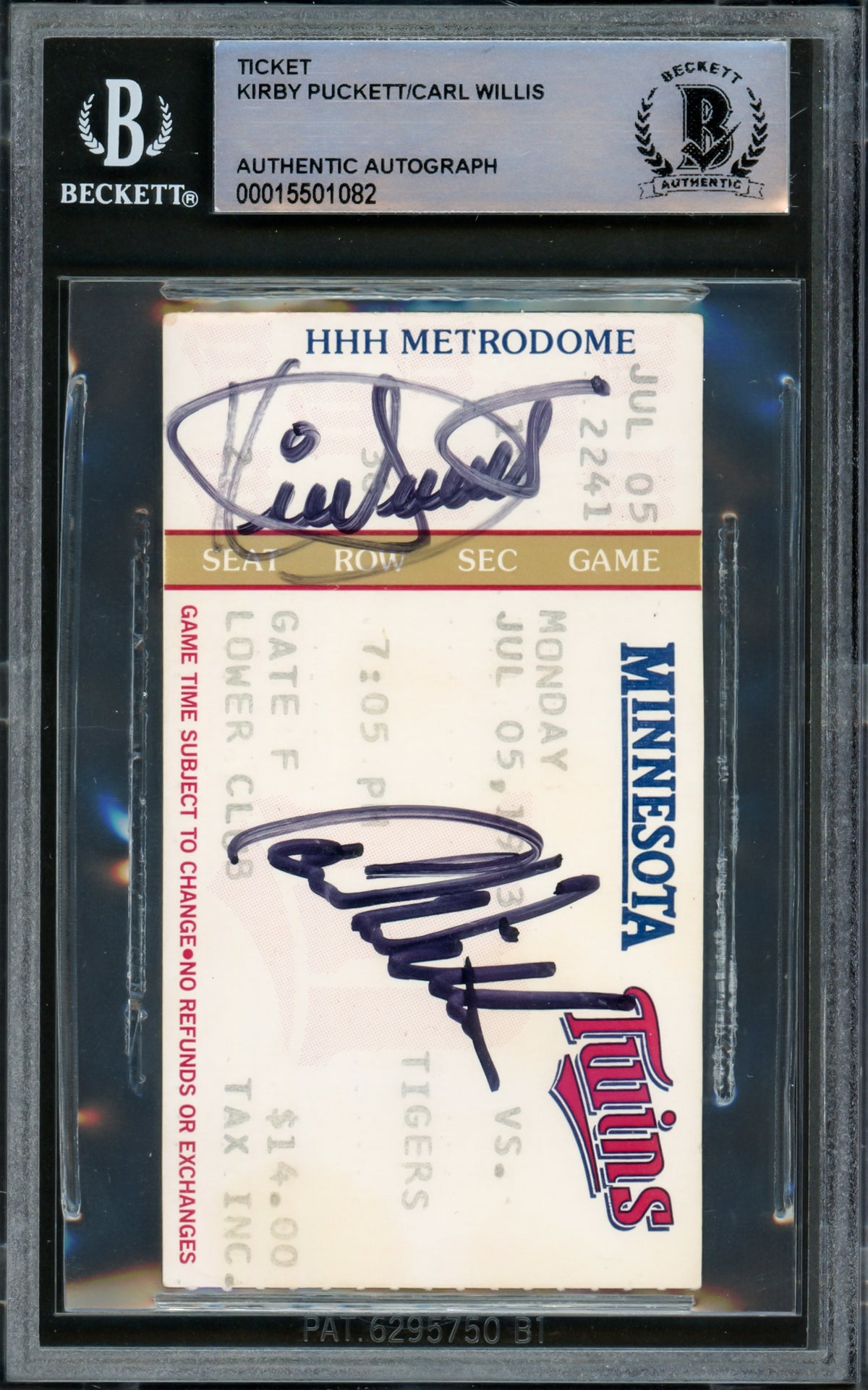 Kirby Puckett Autographed 1993 Home Ticket Minnesota Twins With Carl W ...