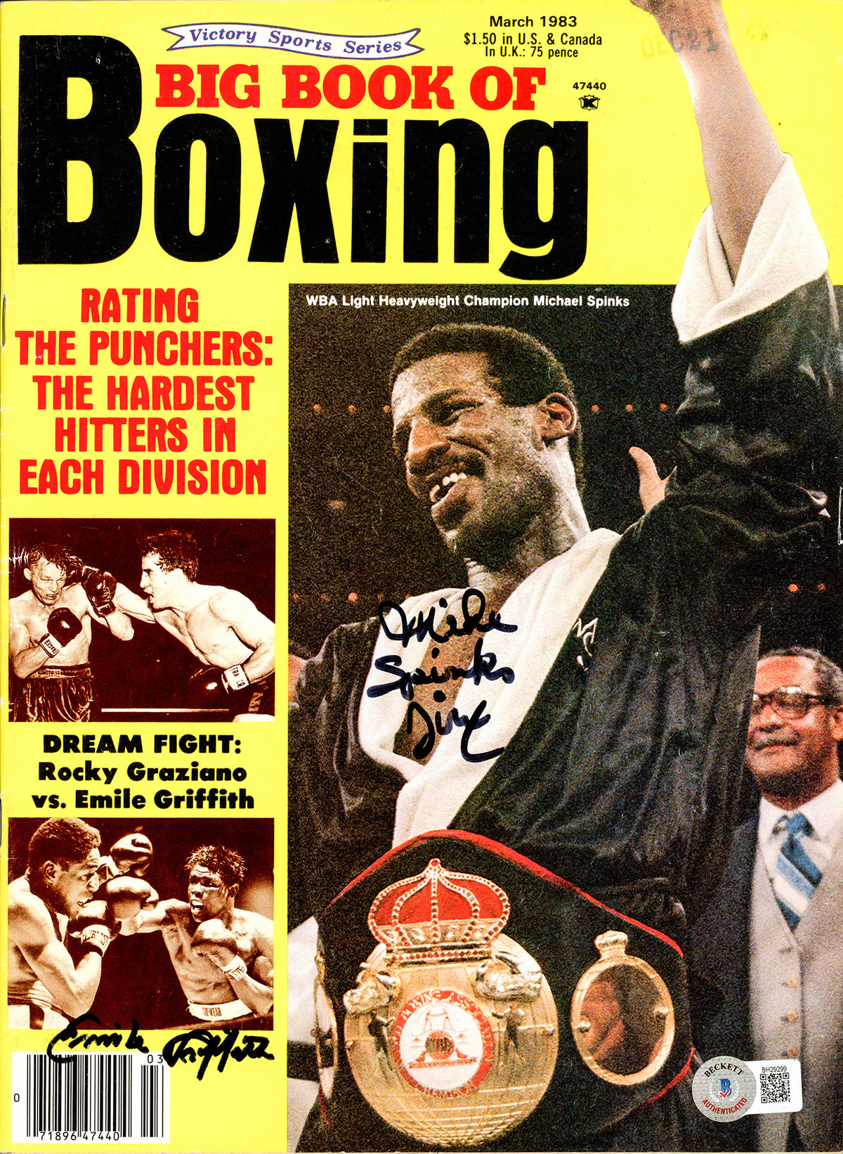 Michael Spinks & Emile Griffith Autographed Big Book of Boxing Magazin ...