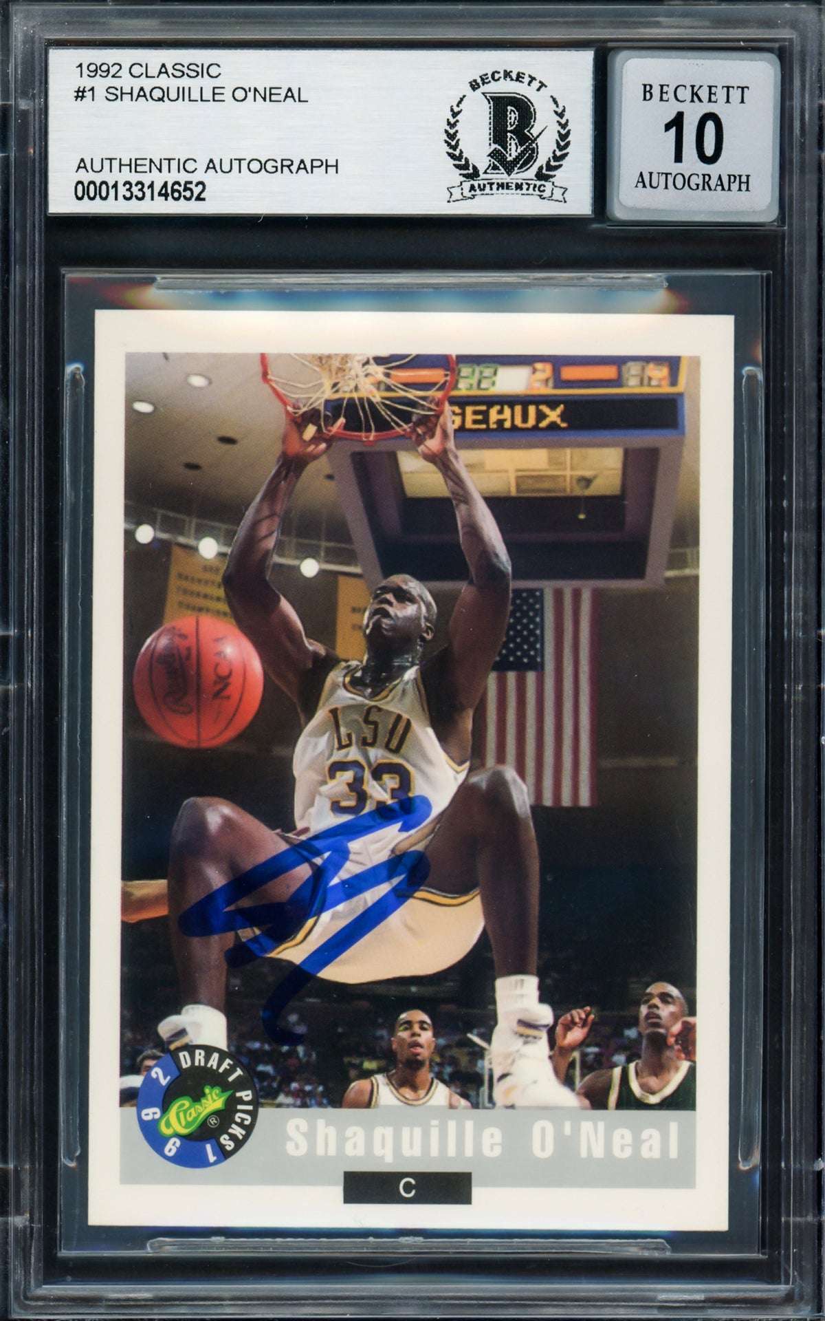 Shaquille Shaq O'Neal Autographed 1992-93 Classic Rookie Card #1 LSU T ...