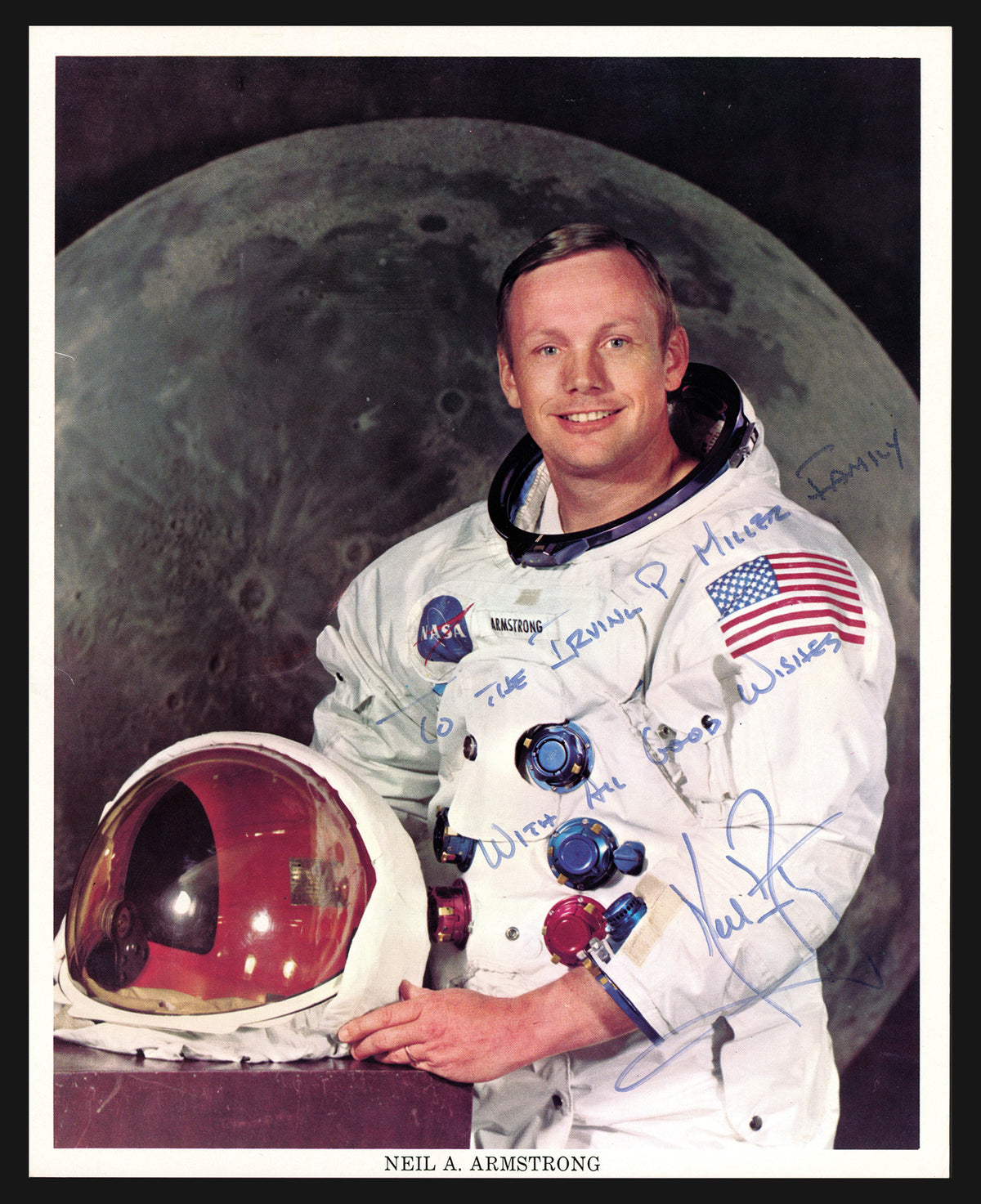 Neil Armstrong Autographed 8x10 Photo Apollo 11 "To The Irving Miller — RSA
