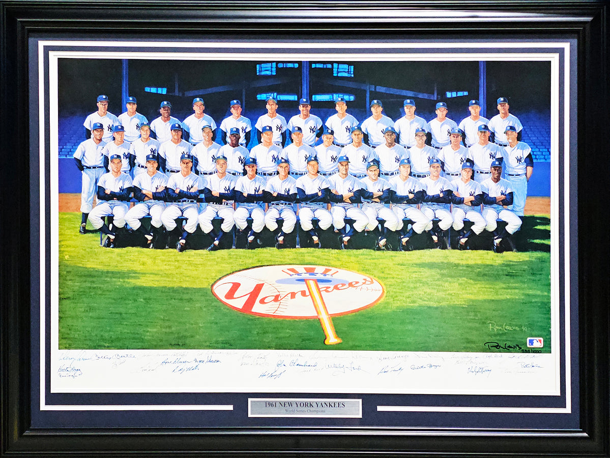 1961 New York Yankees Autographed Framed 24x36 Lithograph Photo With 3 ...