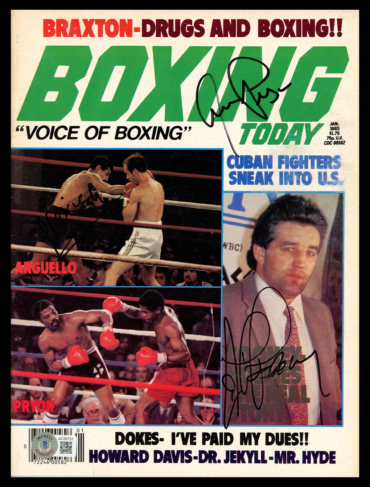 Alexis Arguello, Aaron Pryor & Gerry Cooney Autographed Boxing Today M ...