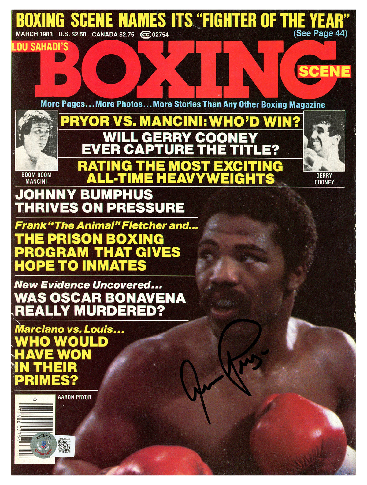 Aaron Pryor Autographed Boxing Scene Magazine Beckett BAS QR #BH26974 — RSA