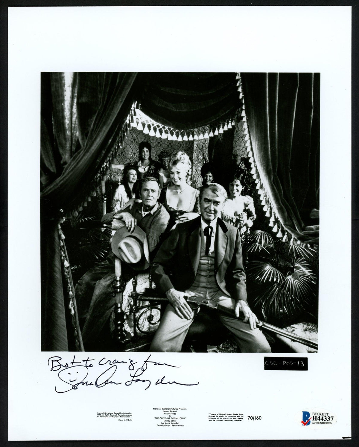 Sue Ane Langdon Autographed 8x10 Photo Actress "To Craig" Beckett BAS — RSA