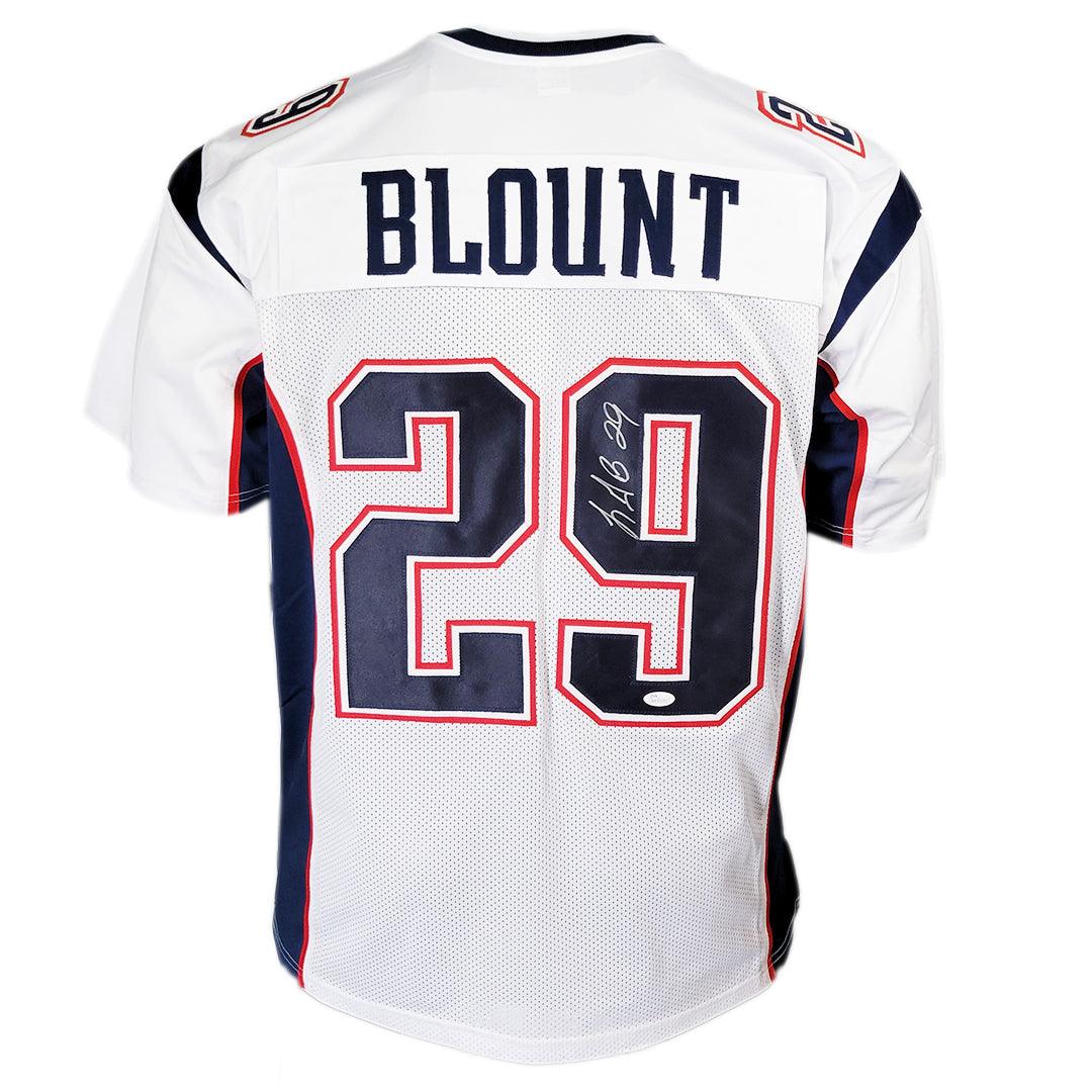 LeGarrette Blount Signed New England White Football Jersey (JSA) — RSA