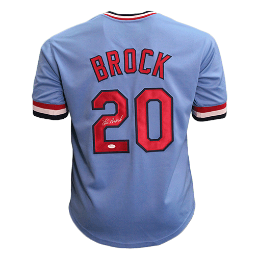 Lou Brock Autographed Pro Style Baseball Jersey Blue (JSA) — RSA