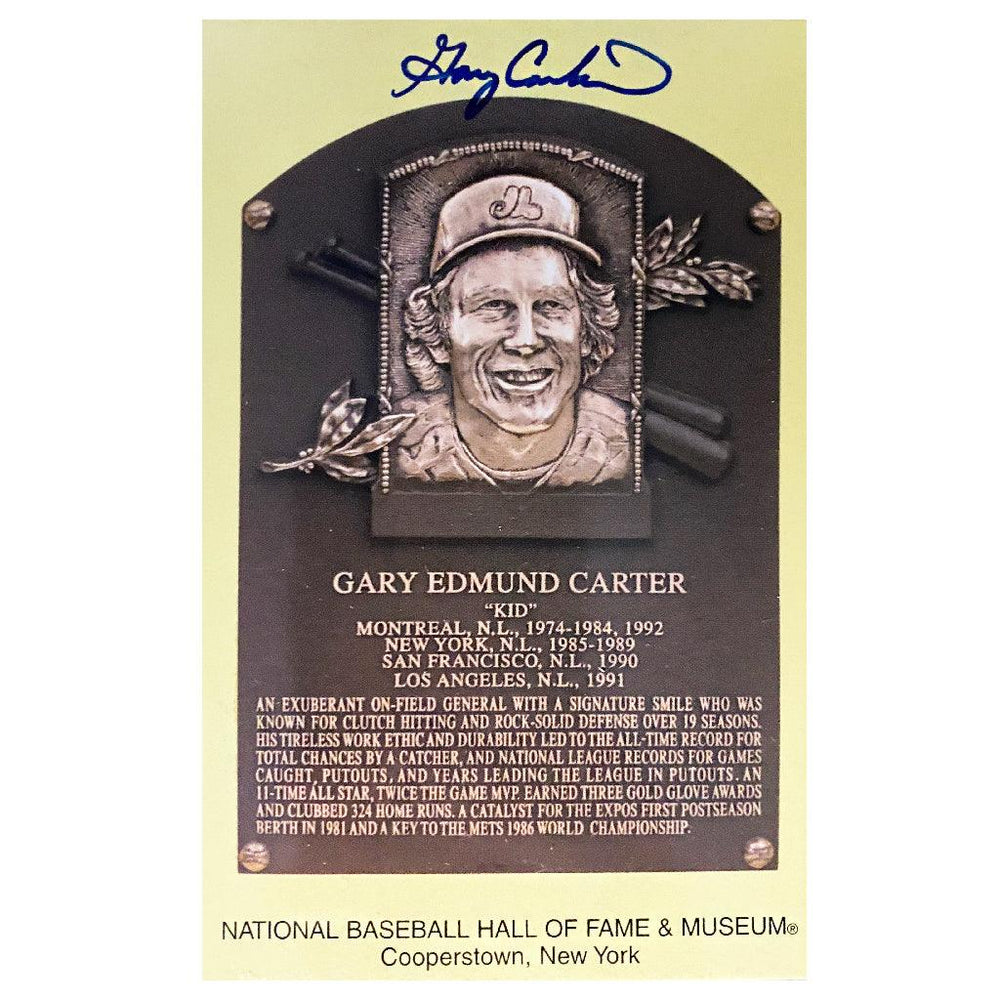 Gary Carter Autographed HOF Plaque Card (JSA) — RSA