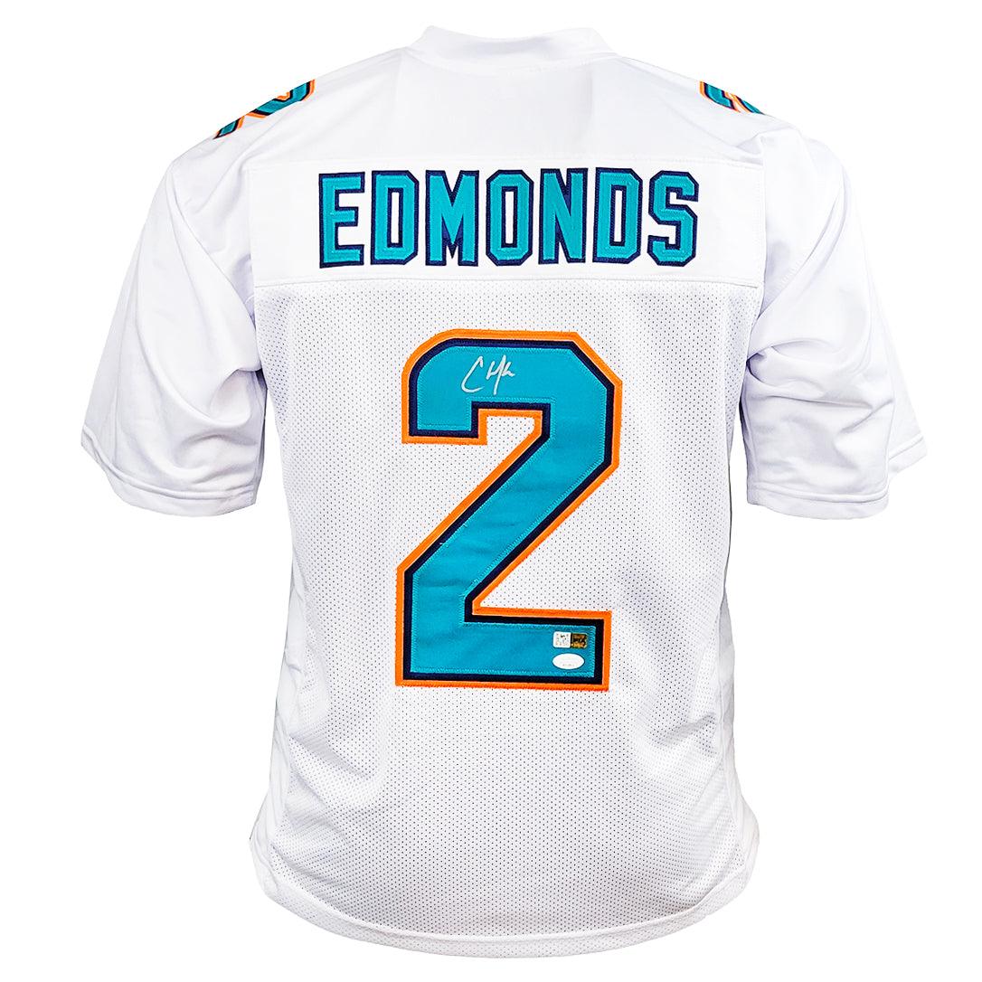 Chase Edmonds Signed Miami White Football Jersey (JSA) — RSA