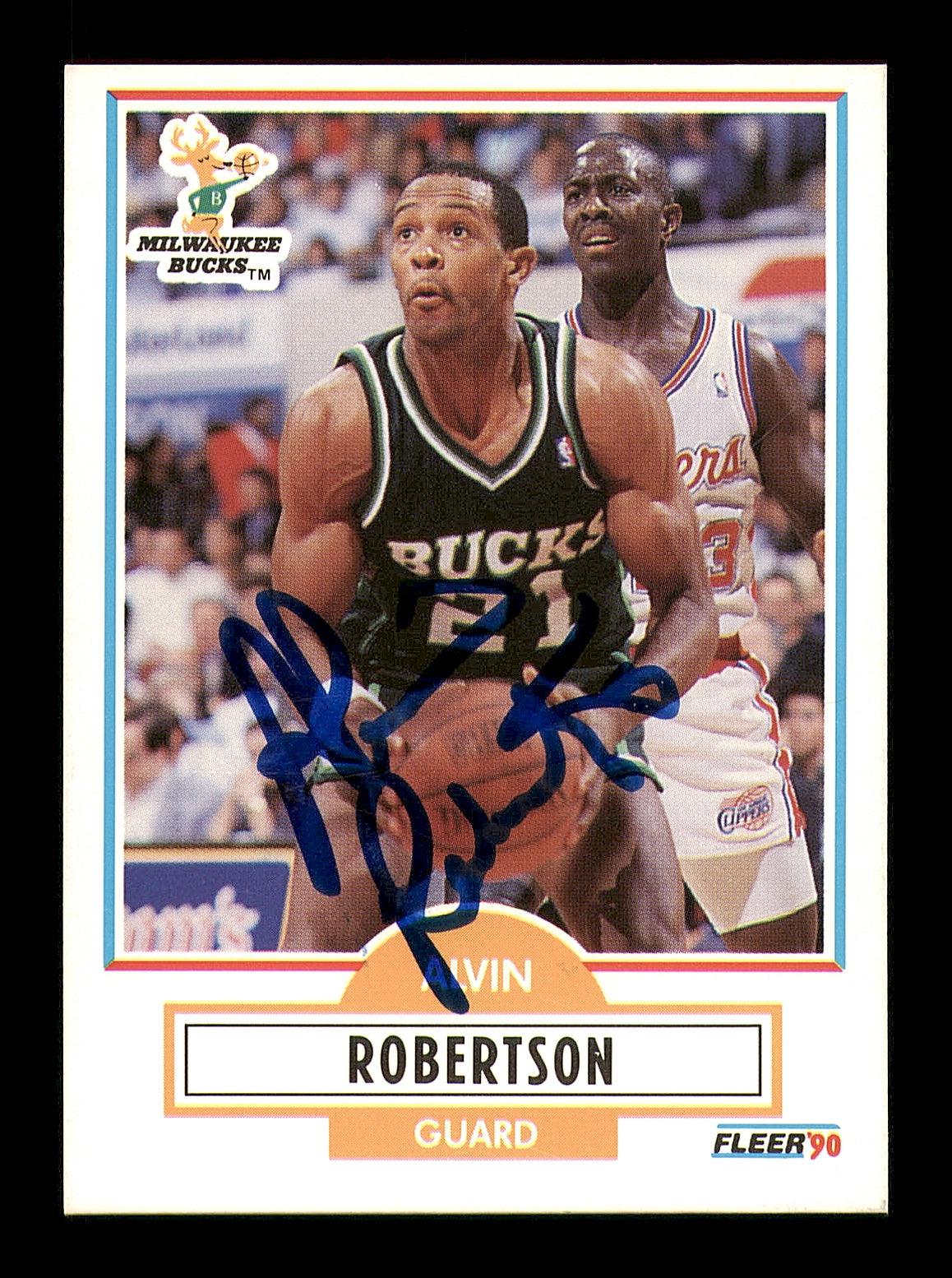 Alvin Robertson Autographed 1990-91 Fleer Card #109 Milwaukee Bucks SK ...
