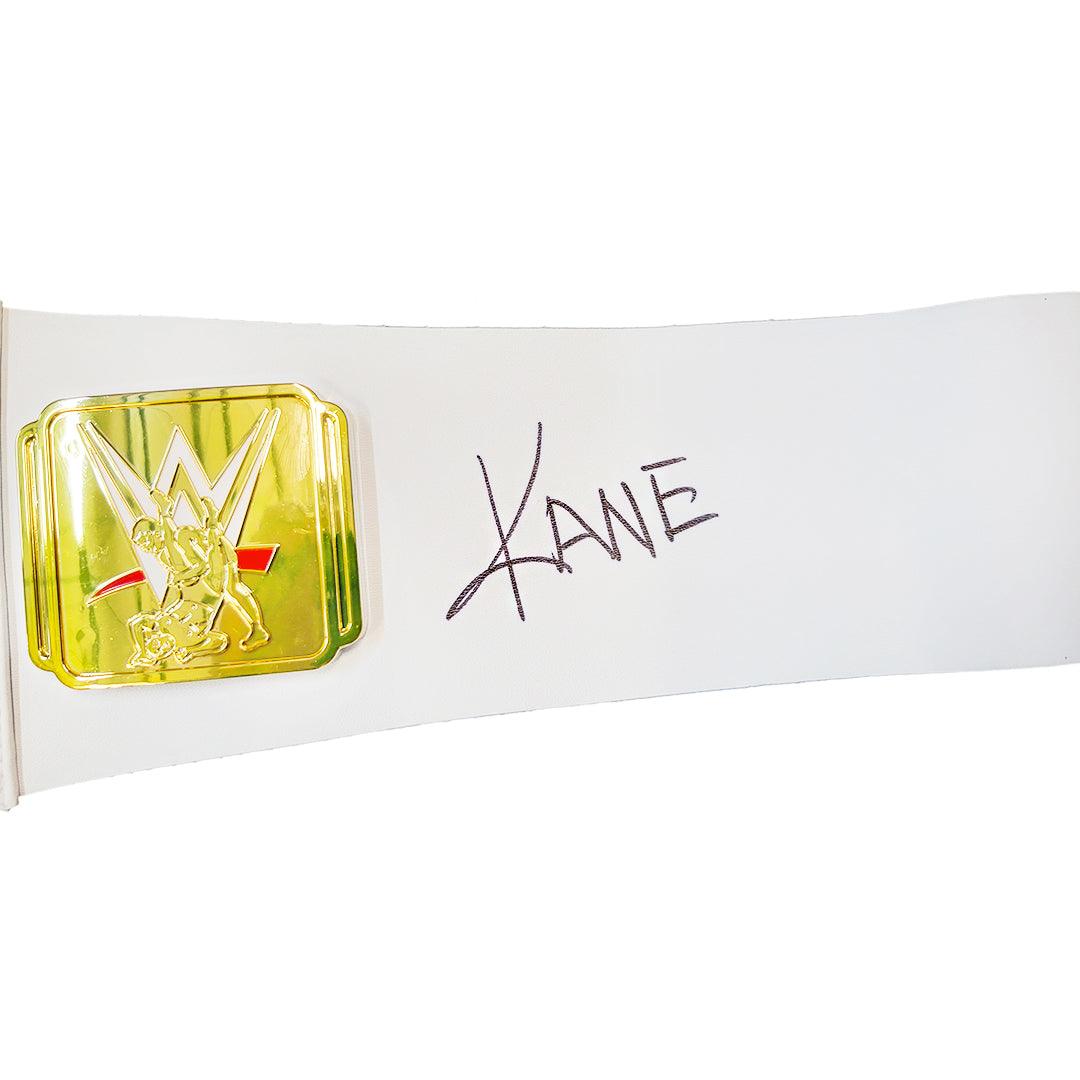 Kane Autographed Pro Wrestling Championship Replica Belt White (JSA) — RSA