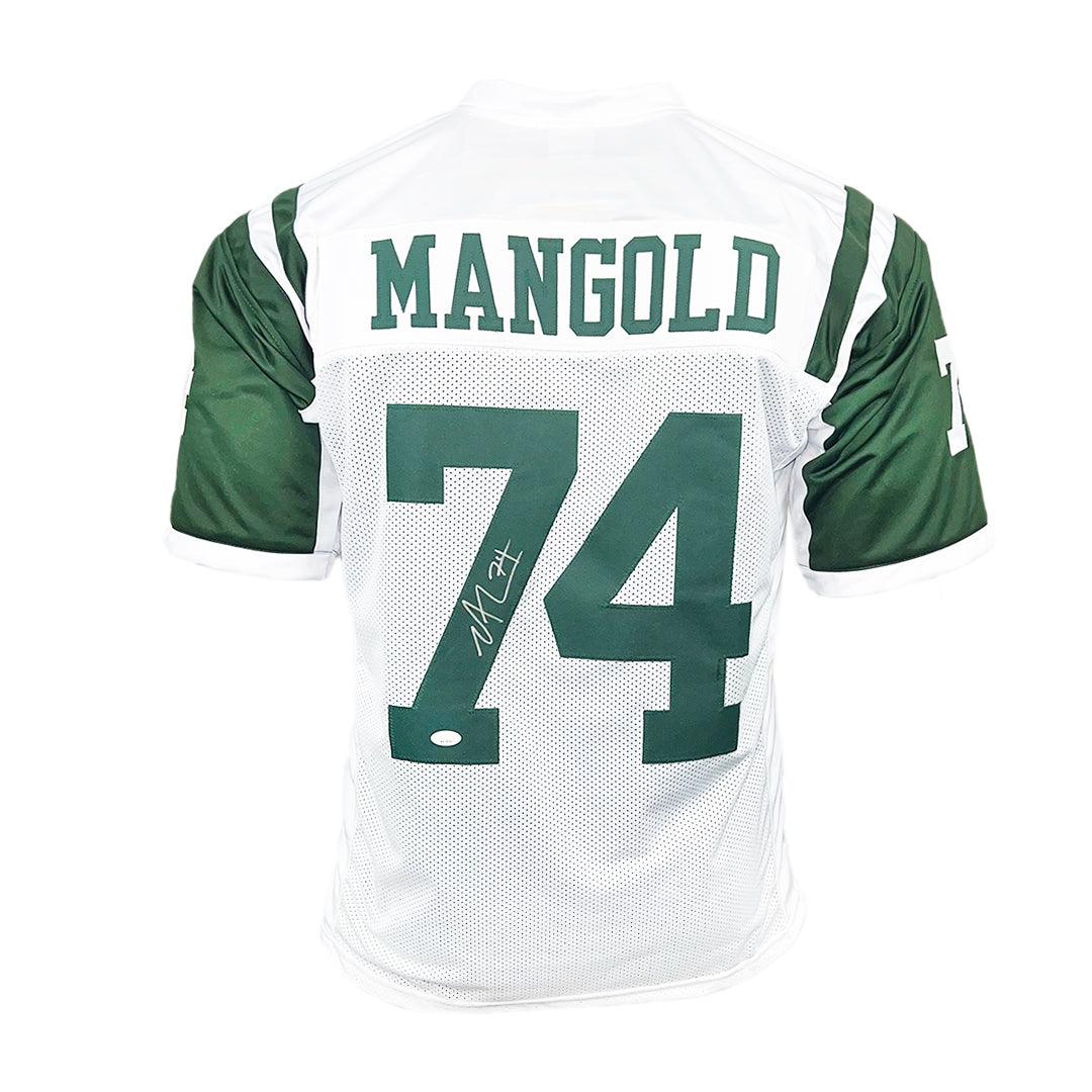 Jets White Autographed Nick Mangold Jersey, JSA - RSA