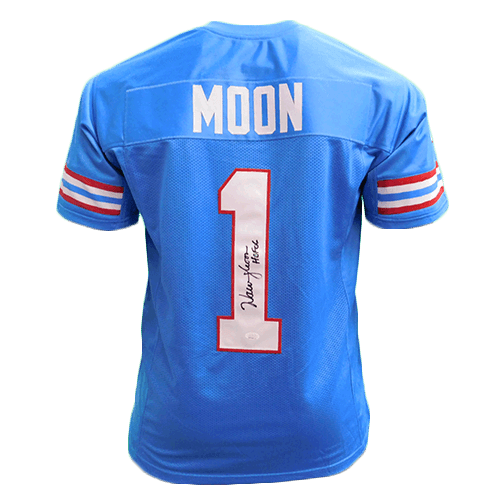 Warren Moon Autographed Houston Pro Style Football Jersey Light Blue H ...