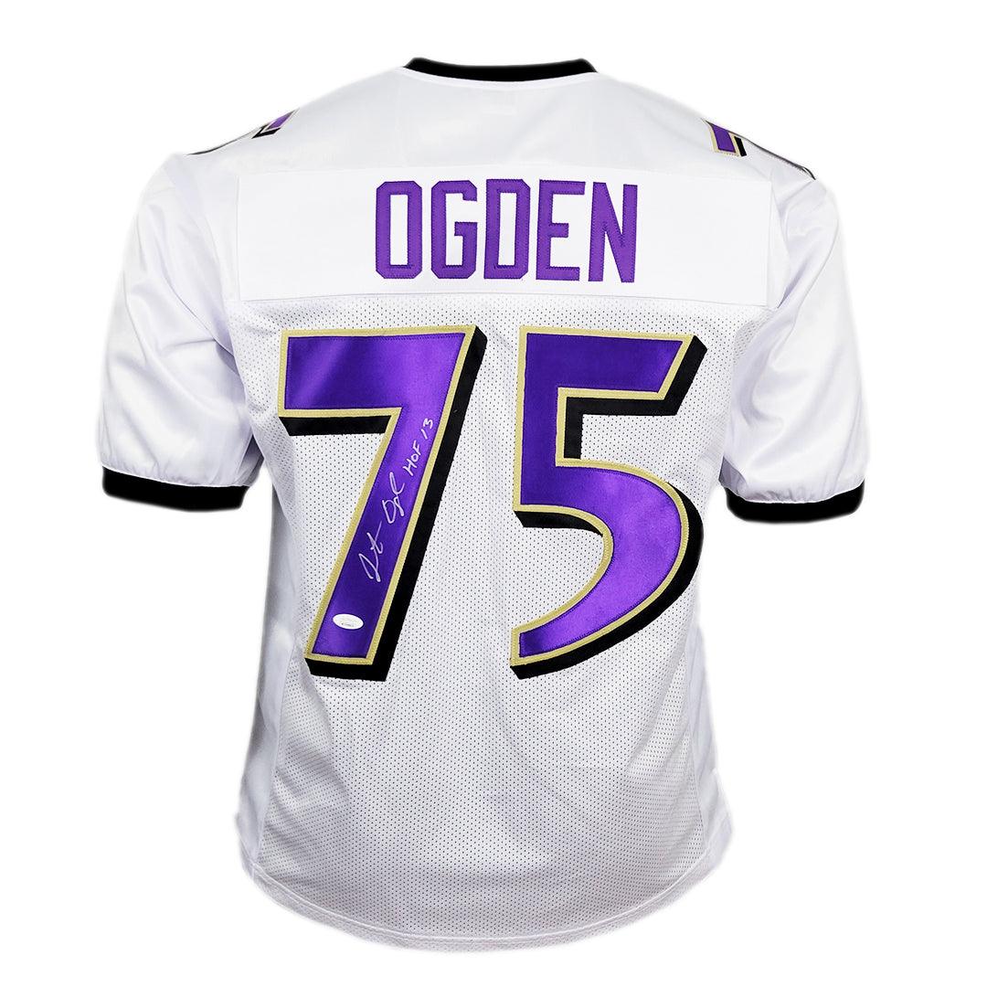 Jonathan Ogden Signed HOF 13 Inscription Baltimore White Football Jers ...