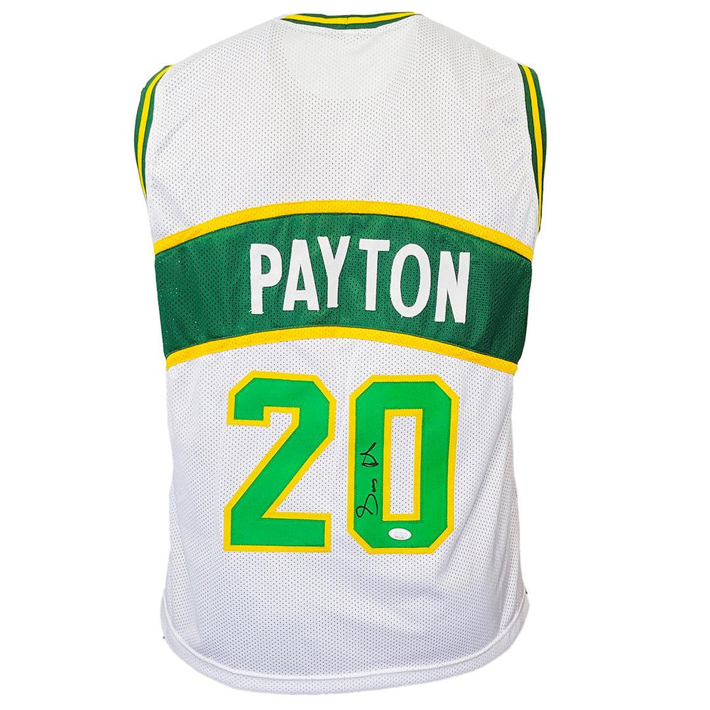 Gary Payton Signed Seattle White Basketball Jersey (JSA) — RSA