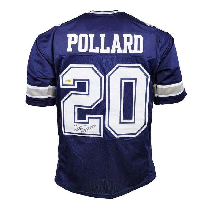 Tony Pollard Signed Dallas Blue Football Jersey (JSA) — RSA