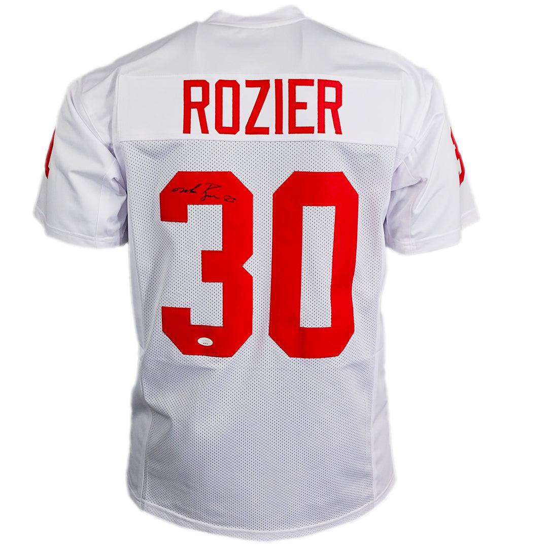 Mike Rozier Signed 83 Inscribed Nebraska College White Football Jersey ...