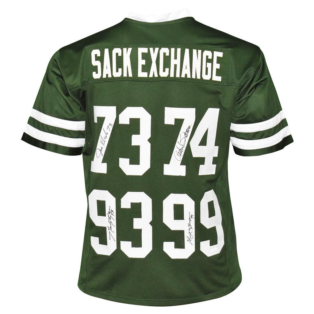4-Signature Sack Exchange Signed New York Green Football Jersey (JSA) — RSA