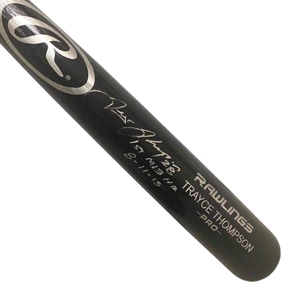 Trayce Thompson Signed First MLB Home Run Inscription Rawlings Black B ...